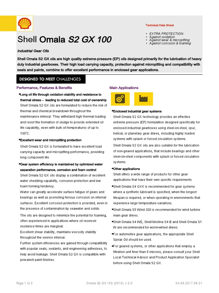 Shell Omala S2 GX 100: Performance, Features & Benefits Main ...