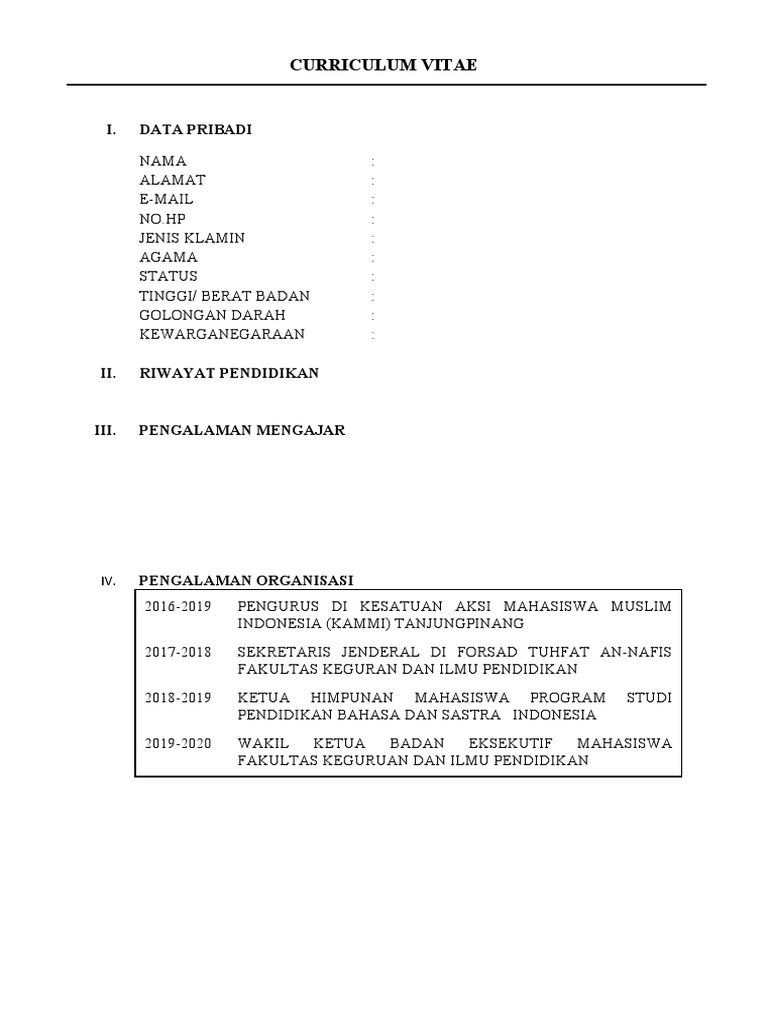 Contoh Format CV | PDF