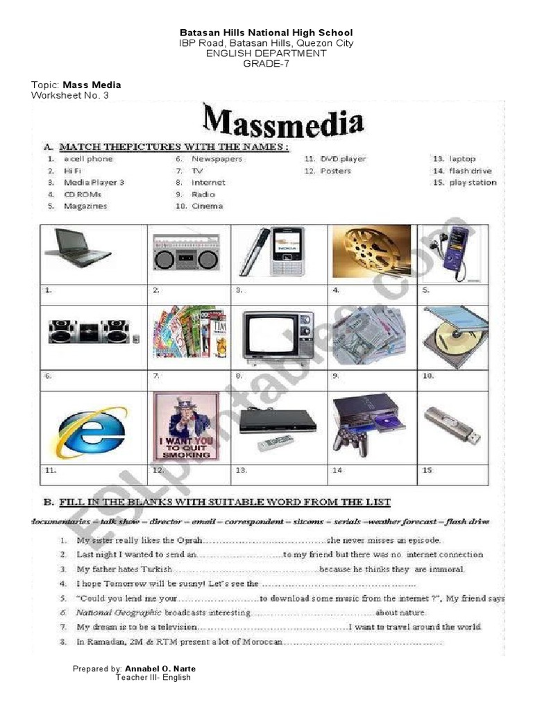 IBP Road, Batasan Hills, Quezon City English Department Grade-7 Topic ...