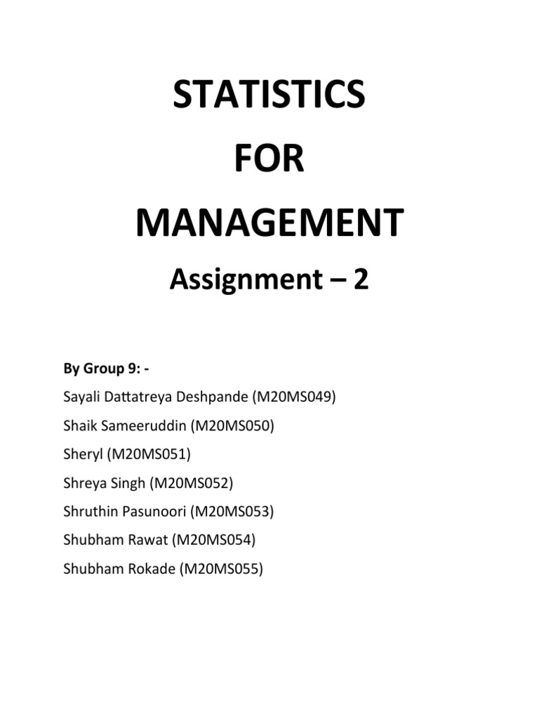 Statistics FOR Management: Assignment - 2 | PDF