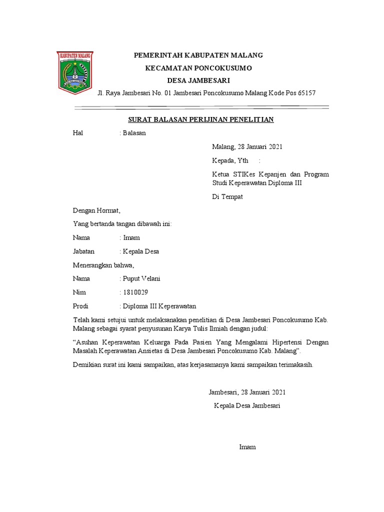 Surat Balasan KPL Desa | PDF