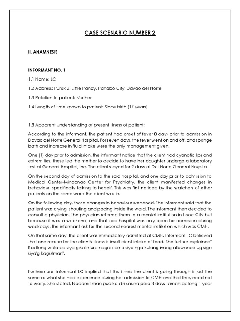 Case Scenario 2 PDF | PDF | Mental Disorder | Human Nature