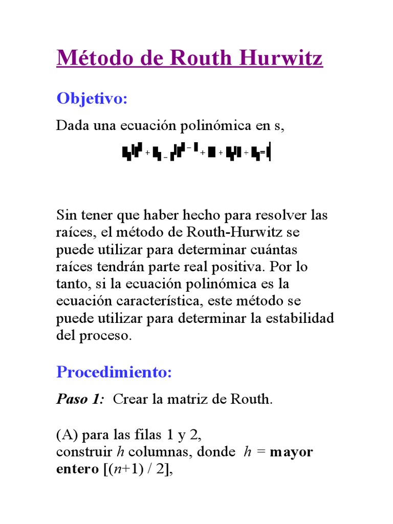 Método de Routh Hurwitz | PDF