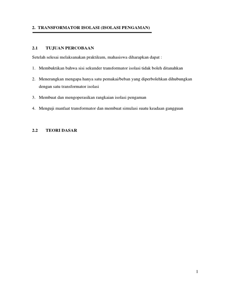 2 Transformator Isolasi (TI) | PDF | Metode & Bahan Ajar | Sains & Matematika
