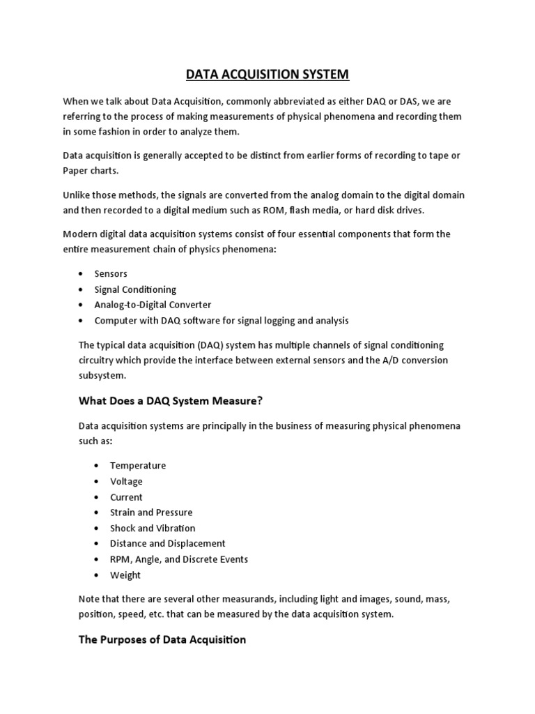 Data Acquisition System | PDF | Data Acquisition | Analog To Digital Converter