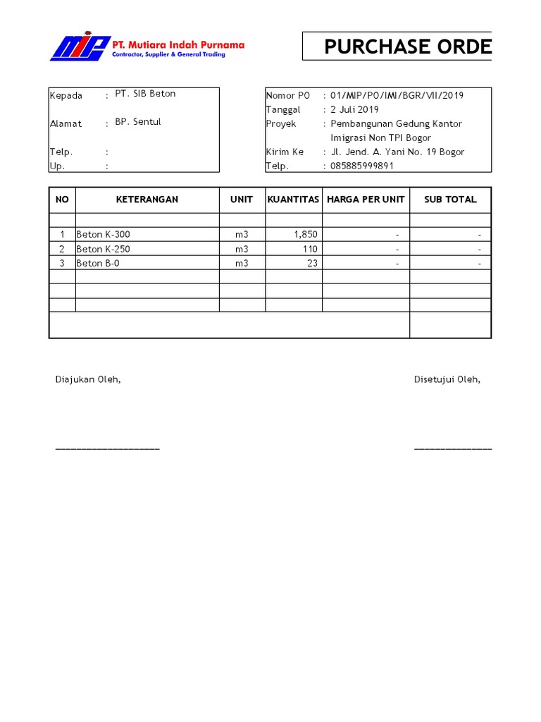 Format Purchase Order | PDF