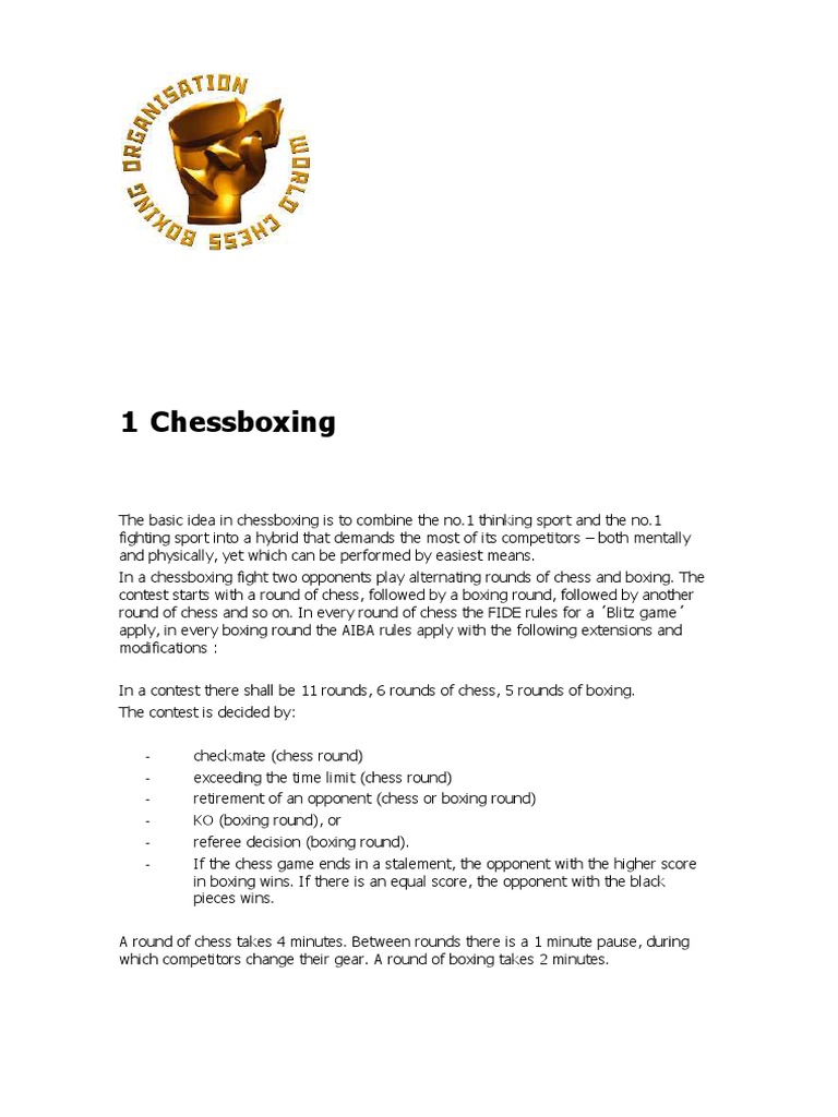 WCBO - Official ChessBoxing Rules en | PDF | Chess | Traditional Board ...