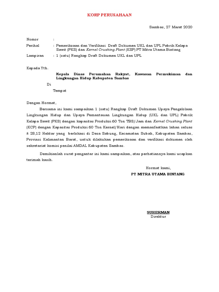 Surat Pengantar Dokumen | PDF