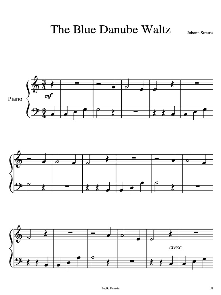 The Blue Danube - Very Easy Sheet Music | PDF