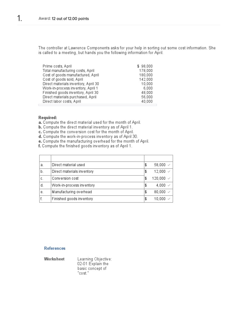 Cost Accounting Chapter 2 Assignment Pdf Cost Of Goods Sold Inventory