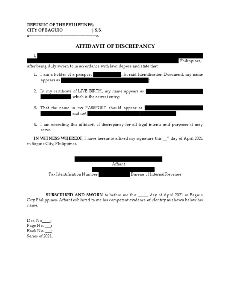 Affidavit of Discrepancy 2 | PDF