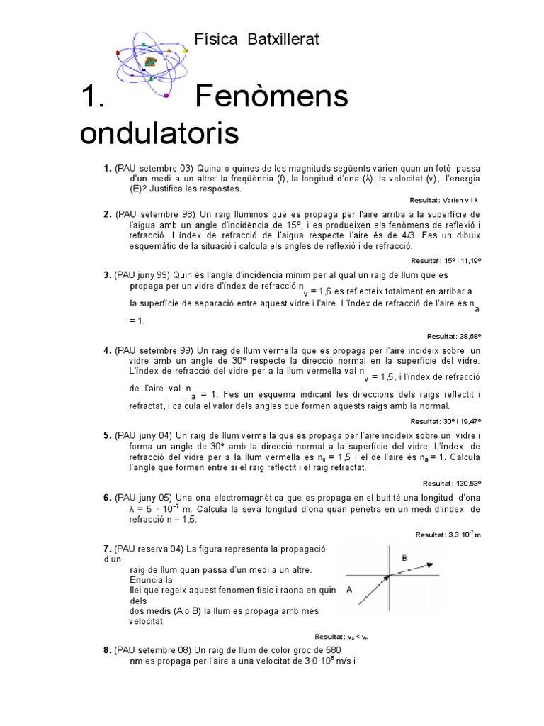 Exercicis Ones Fenomens Ondulatoris | PDF
