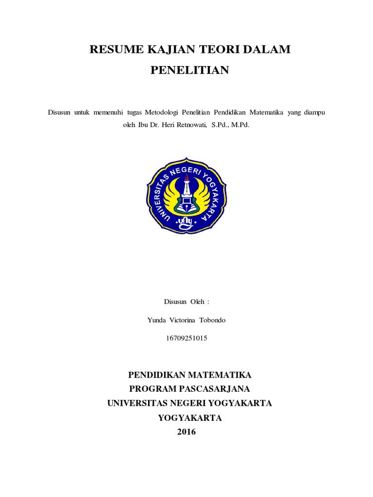Resume Kajian Teori Dalam Penelitian | PDF