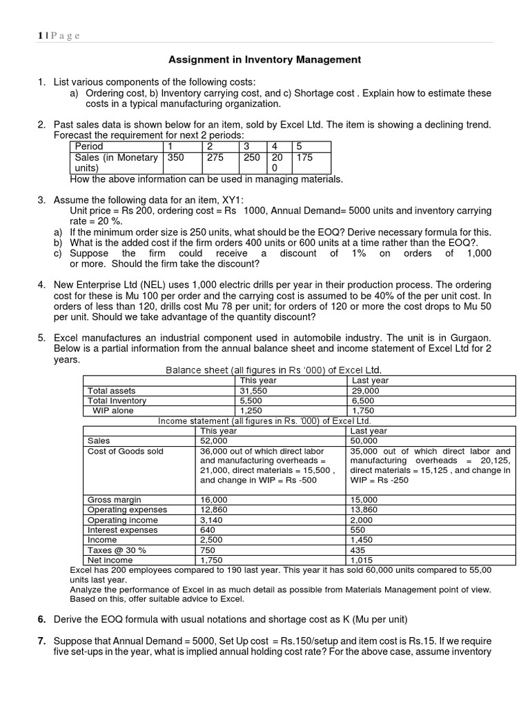 Assignment On Inventory Management | PDF | Inventory | Financial Accounting