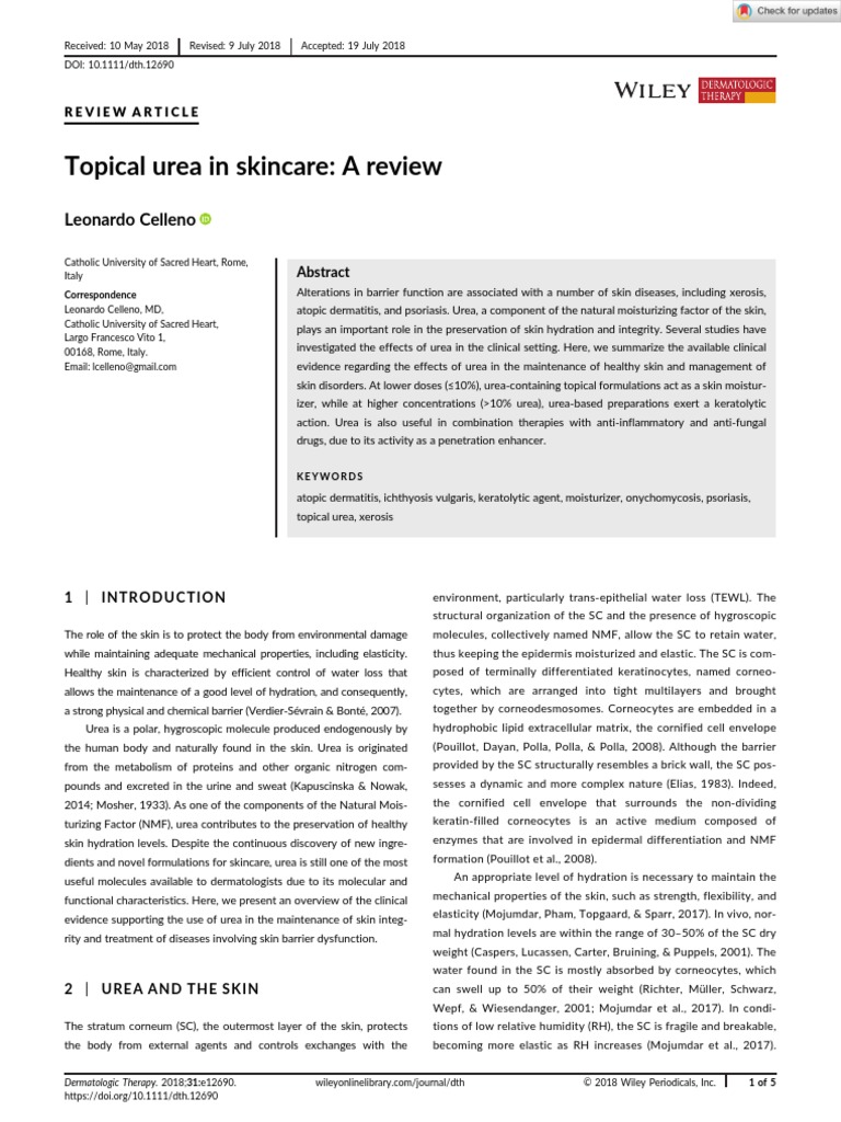 Topical Urea in Skincare: A Review | PDF | Psoriasis | Integumentary System