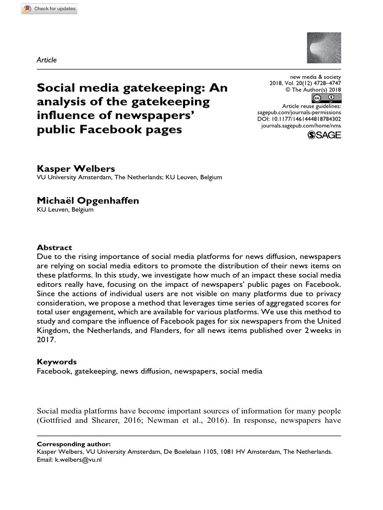 Social Media Gatekeeping: An Analysis of The Gatekeeping Influence of ...