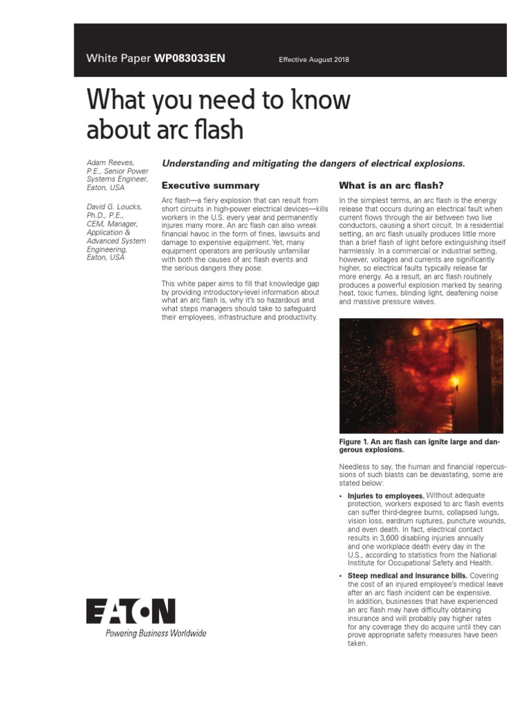 What You Need To Know About Arc Flash: White Paper WP083033EN | PDF ...