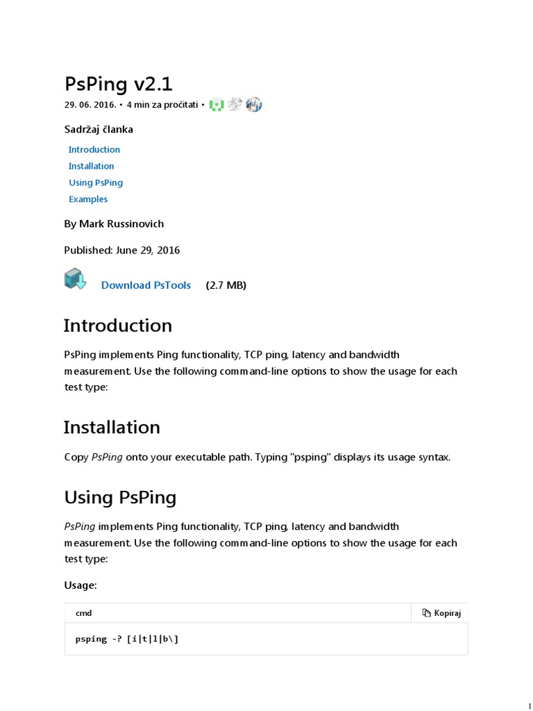 PsPing - Windows Sysinternals | PDF | Port (Computer Networking) | I Pv6