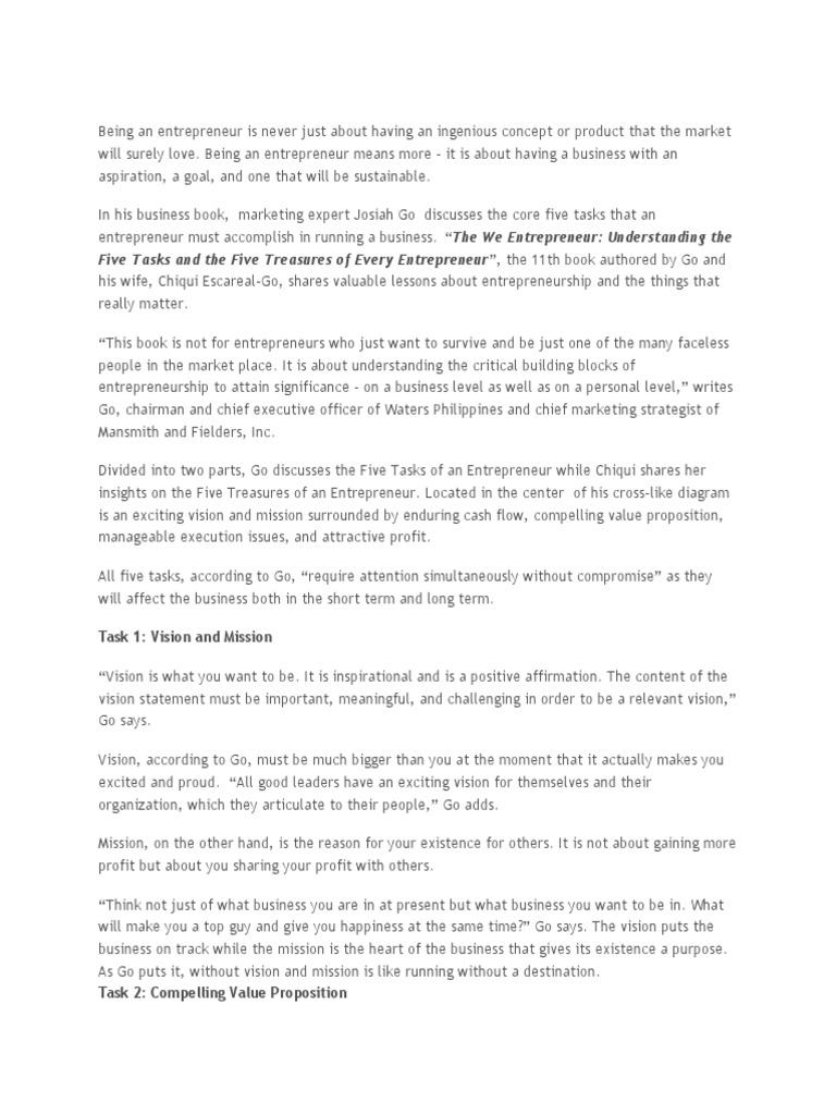 The 5 Tasks of Entrepreneurial Development | PDF | Entrepreneurship ...