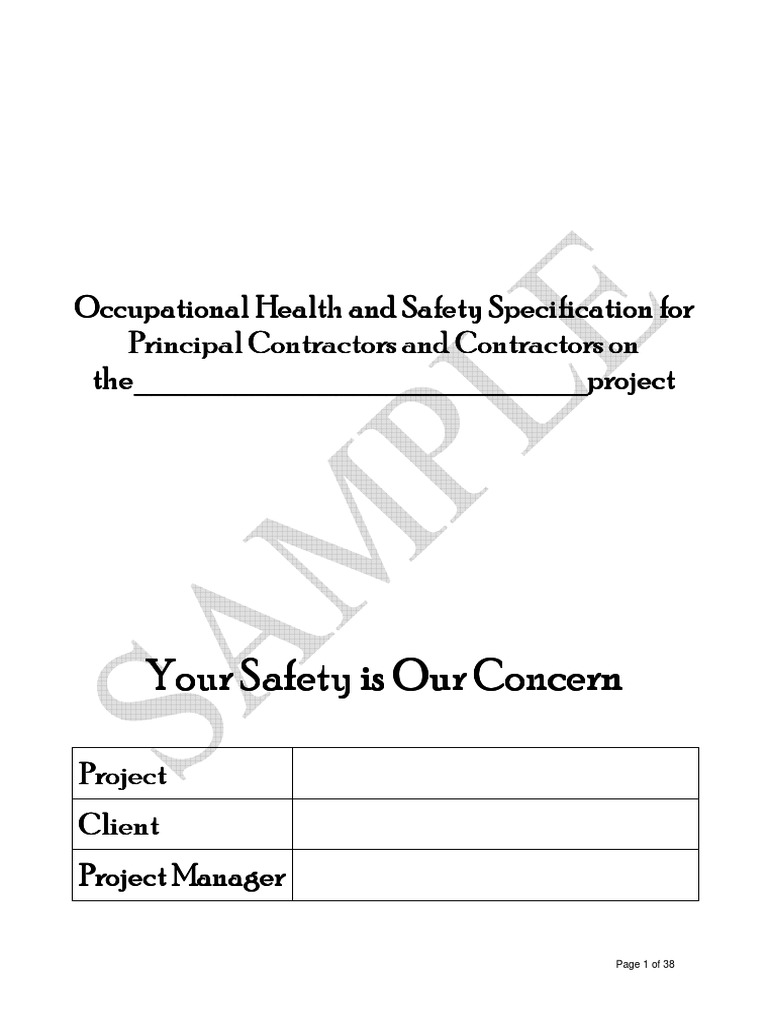 OHS Specification Sample | PDF | Occupational Safety And Health | First Aid
