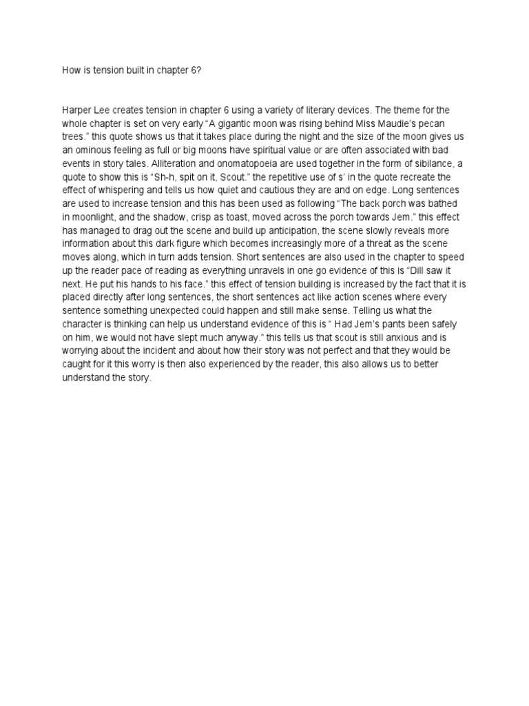 How Tension Is Build in Chapter 6 of To Kill A Mockingbird | PDF ...