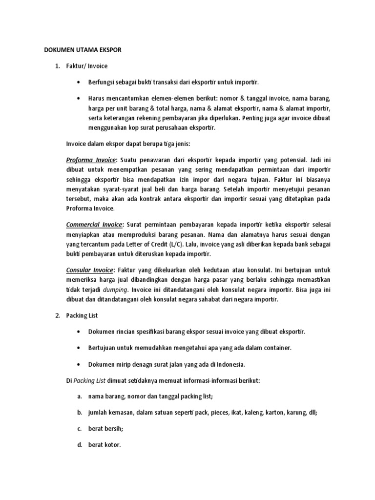 Dokumen Ekspor | PDF