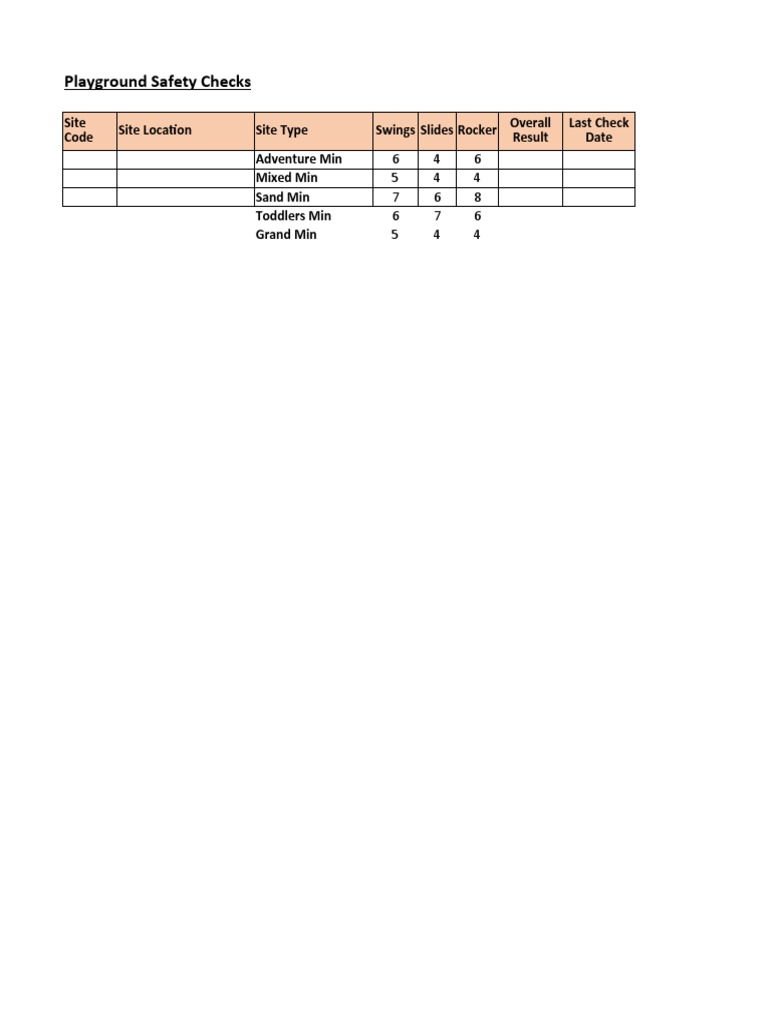 Playground Checks For Subtotals | PDF