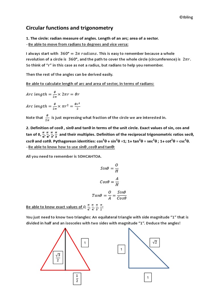 Circular Functions and Trigonometry | Download Free PDF | Trigonometric ...