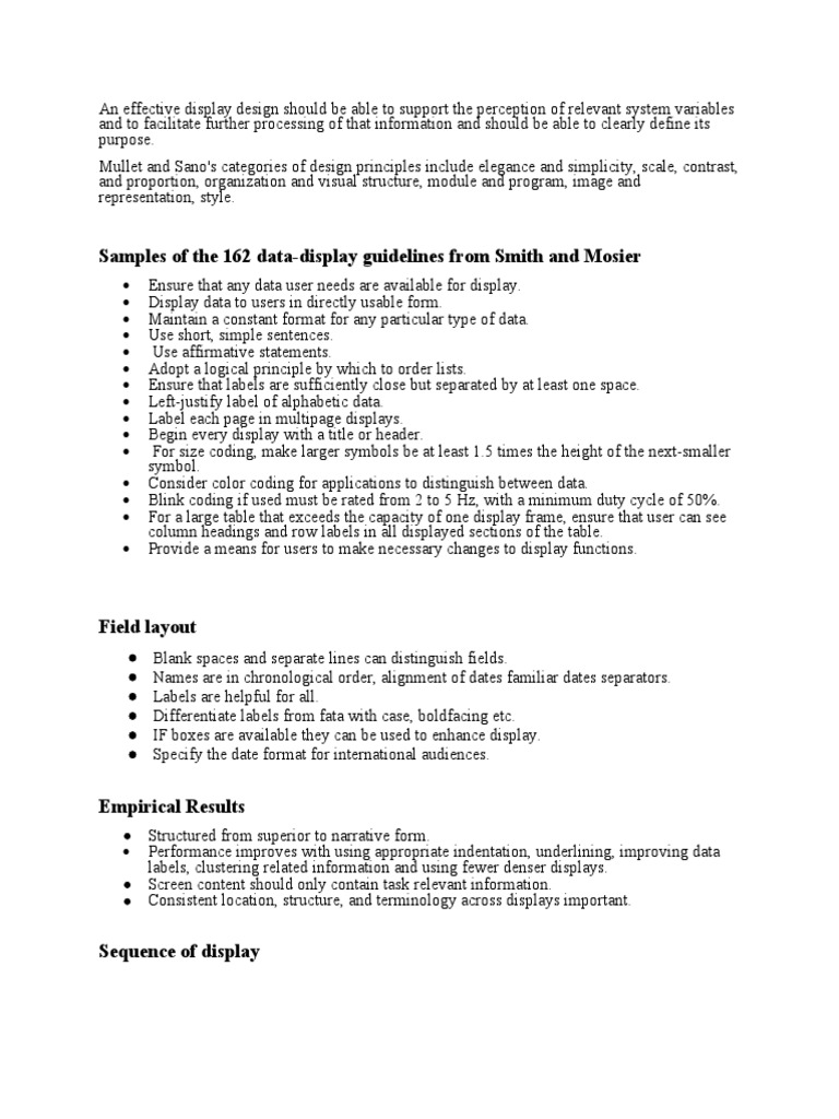 Samples of The 162 Data-Display Guidelines From Smith and Mosier | PDF ...