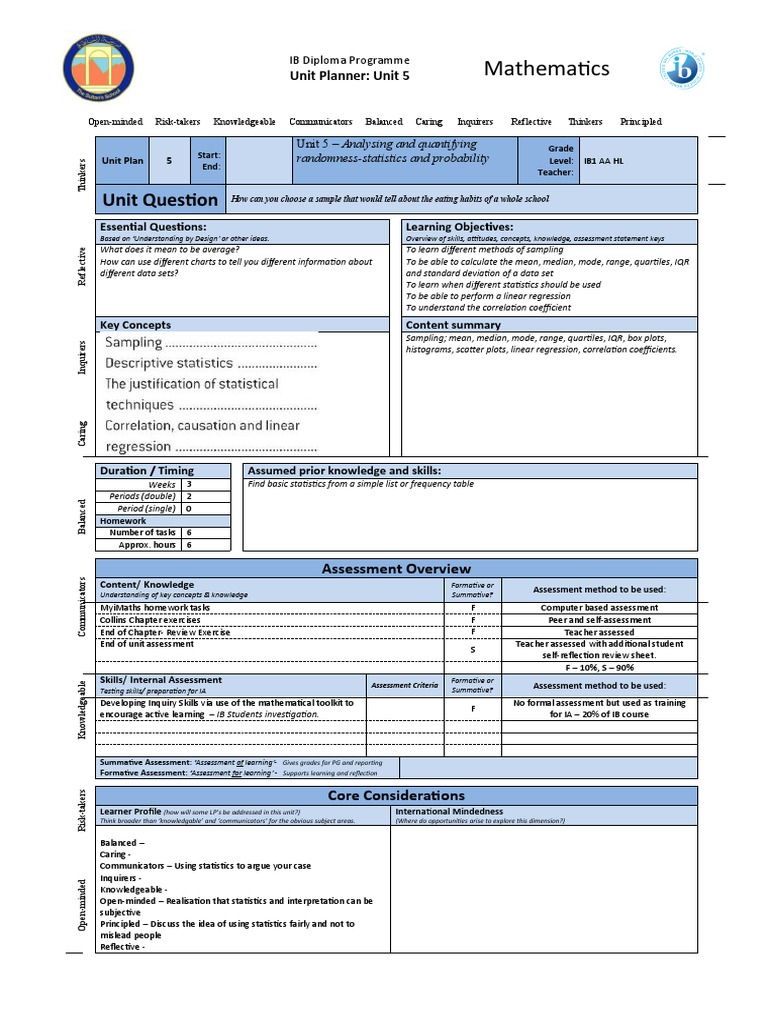 IB Math Unit 5: Statistics & Probability | PDF | Educational Assessment ...