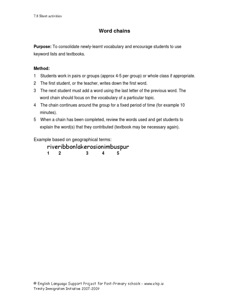 7.8 Word Chains | PDF