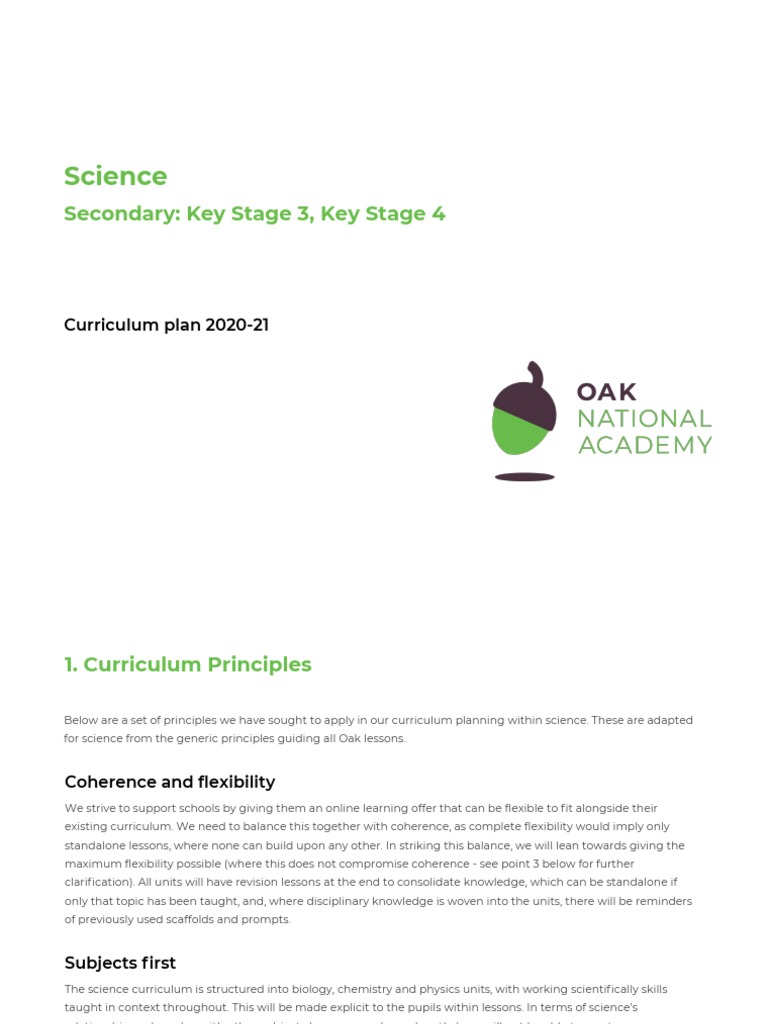 Oak 2021 Secondary ks3 ks4 Science | PDF | Gases | Liquids