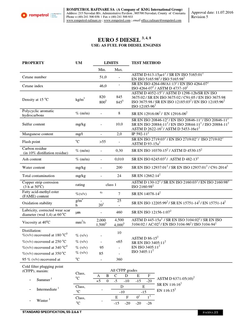 Euro 5 Diesel: Use: As Fuel For Diesel Engines | Download Free PDF ...