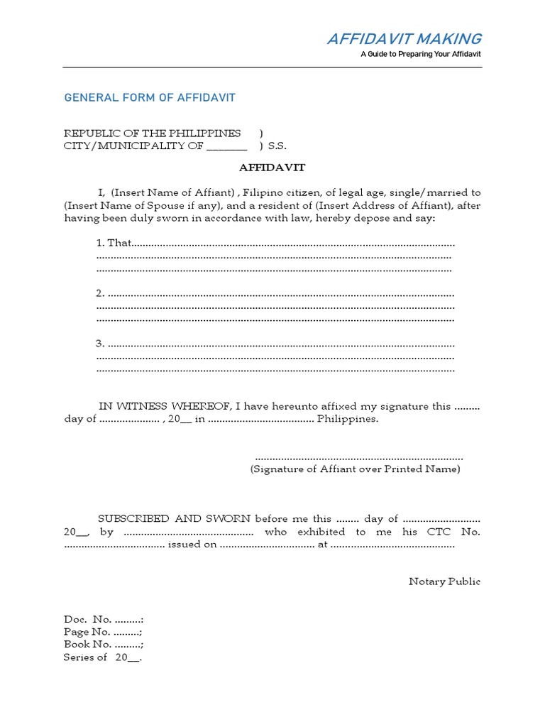 Sample Affidavits | PDF | Affidavit | Notary Public