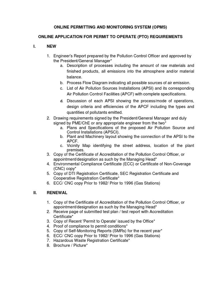 Online Permitting and Monitoring System (Opms) Online Application For ...
