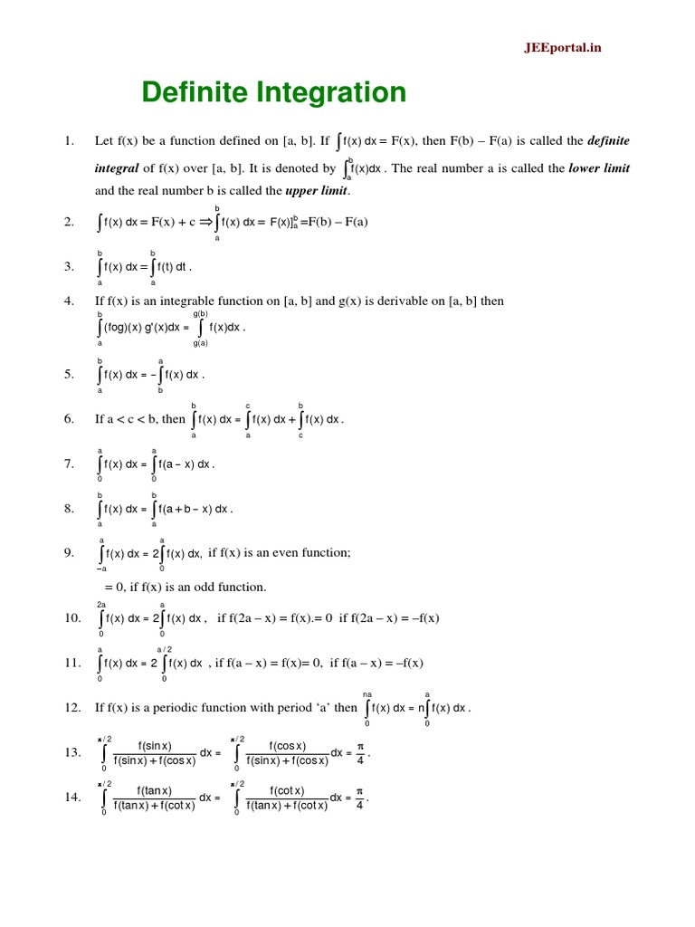Definite Integeration | PDF | Integral | Functions And Mappings