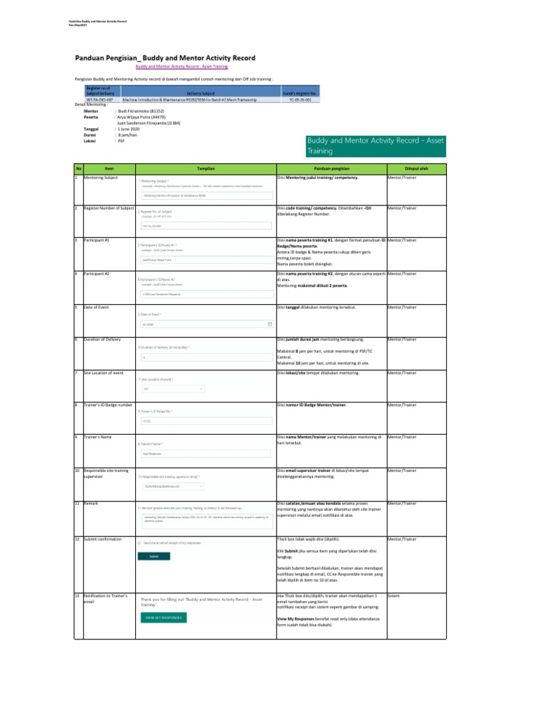 Guideline - Buddy & Mentor Activity Record | PDF