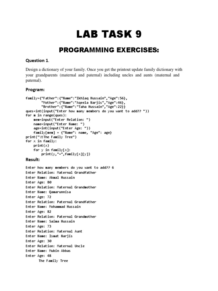 Lab Task 9: Programming Exercises | PDF | Notation | Encodings