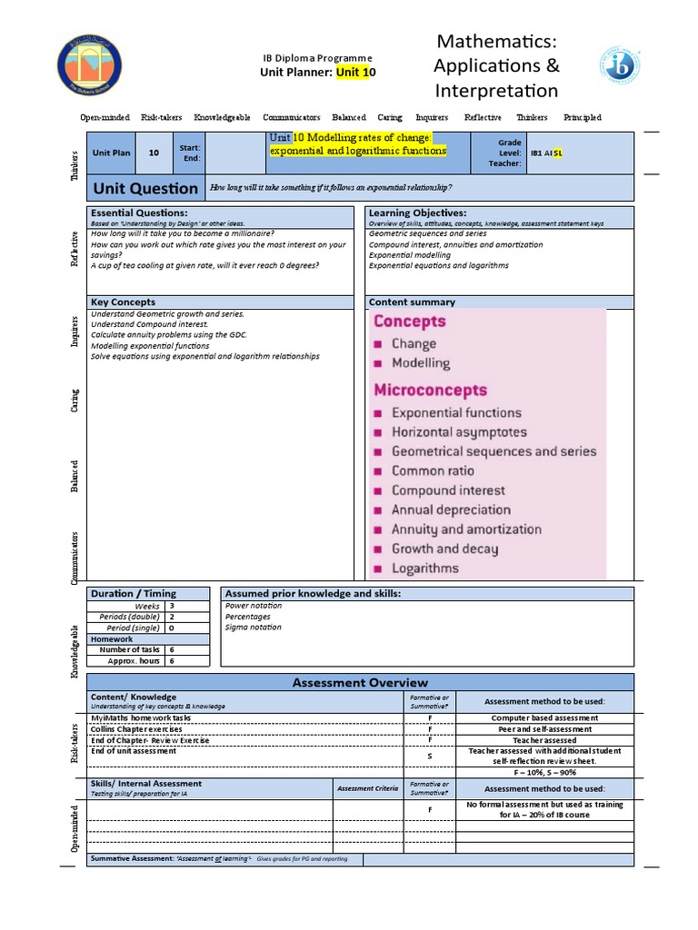 Mathematics: Applications & Interpretation: Unit Question | PDF ...