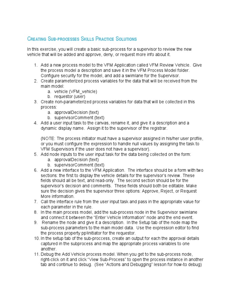 Skills Practice Solutions - 14 - Creating Sub-Processes | PDF ...