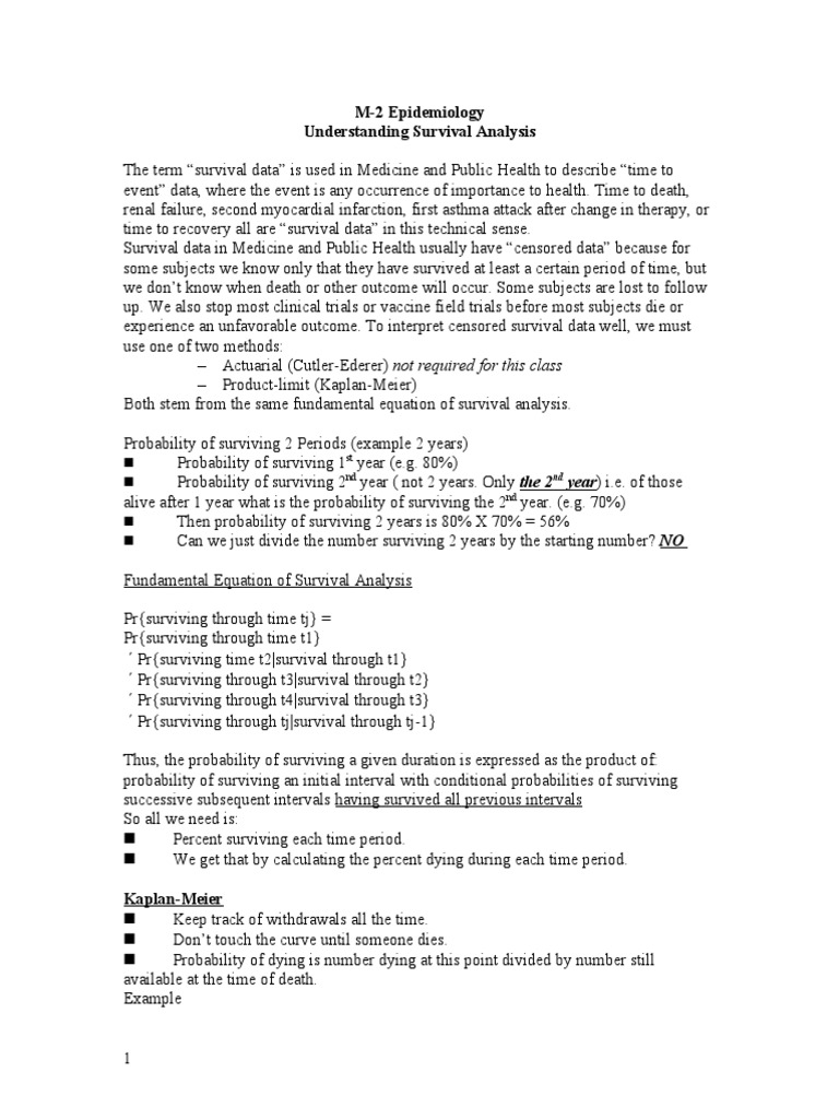 Handout Survival Analysis | PDF | Statistical Analysis | Teaching ...