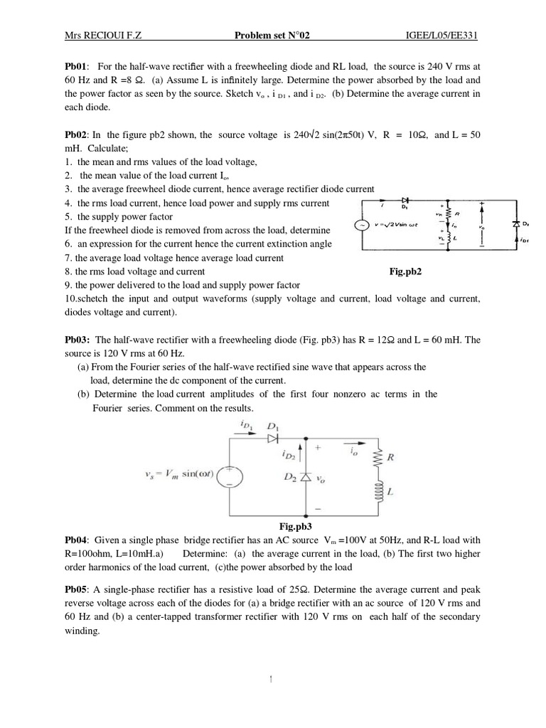 Set n2 of Ee331 2020 2021 | PDF | Root Mean Square | Rectifier