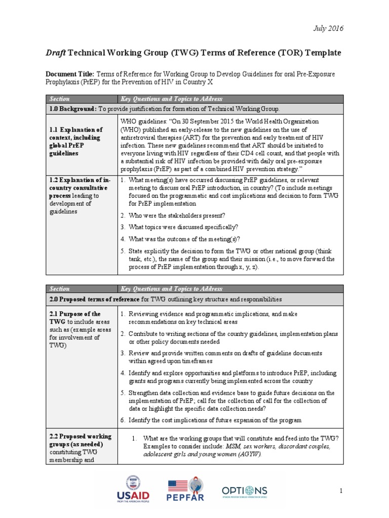 Draft Technical Working Group (TWG) Terms of Reference (TOR) Template ...