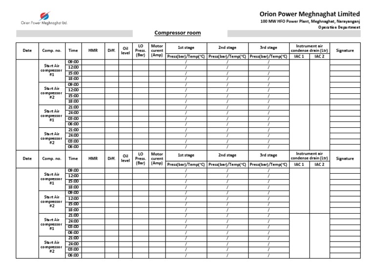 Compressor Room: Orion Power Meghnaghat Limited | PDF | Engineering ...