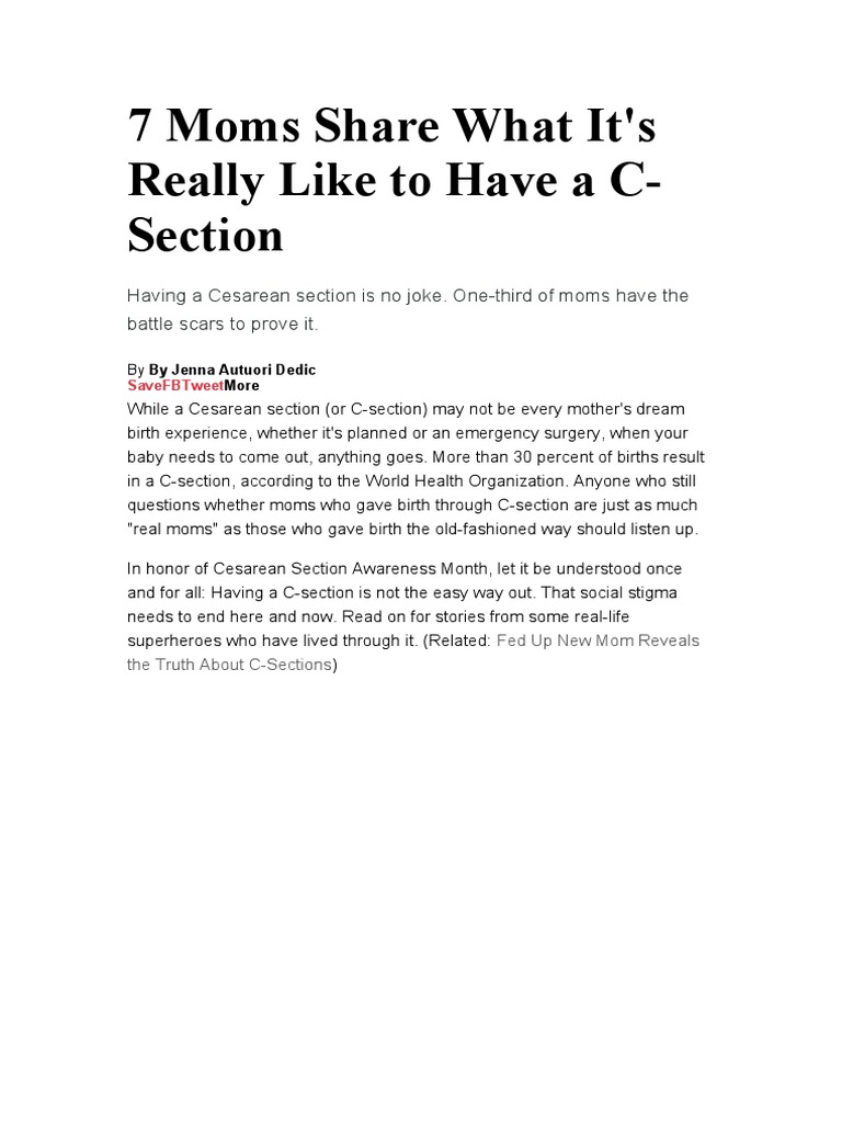 7 Moms Share What It's Really Like To Have A C-Section | PDF ...