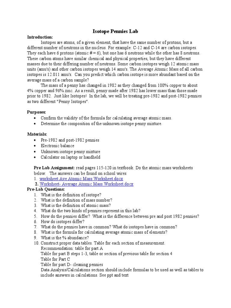 Isotope Analysis of Pennies Lab | PDF | Isotope | Neutron