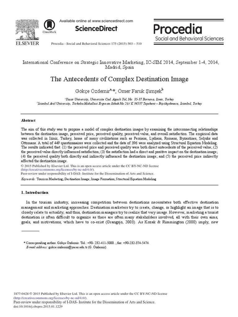 Destination Image | PDF | Customer Satisfaction | Goodness Of Fit