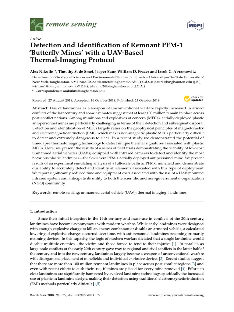 Remote Sensing: Detection and Identification of Remnant PFM-1 Butterfly ...