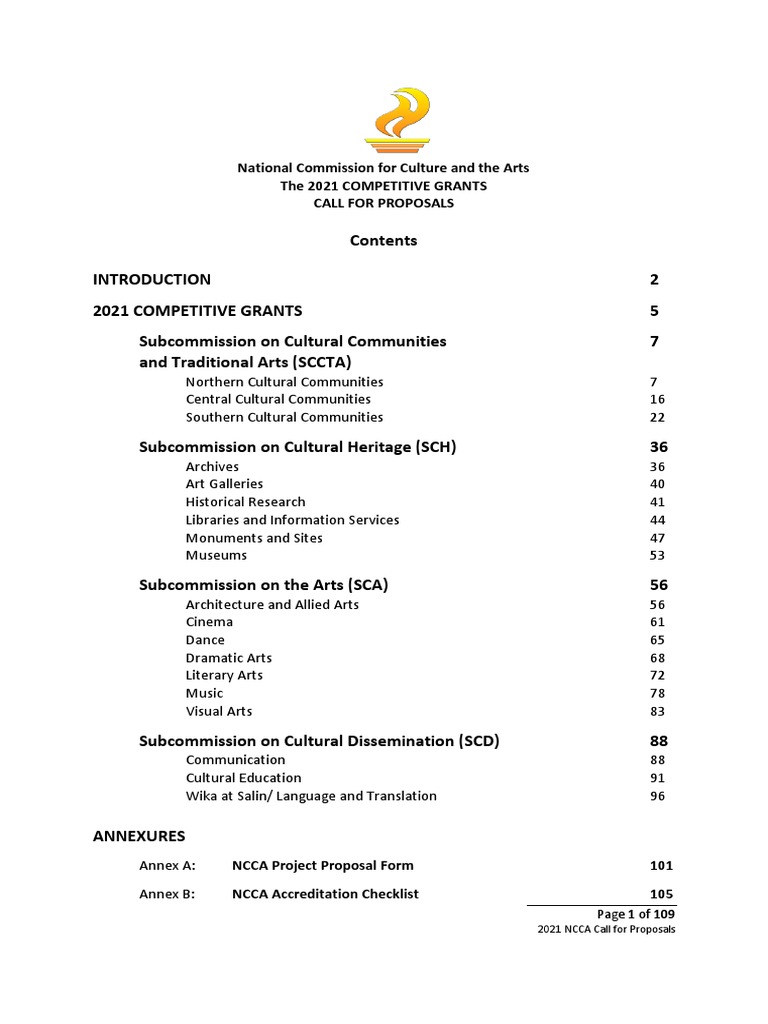 2021 NCCA Call-For-Proposals | PDF | Community | Capacity Building