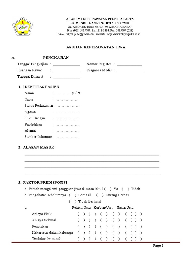 Format Pengkajian Jiwa | PDF